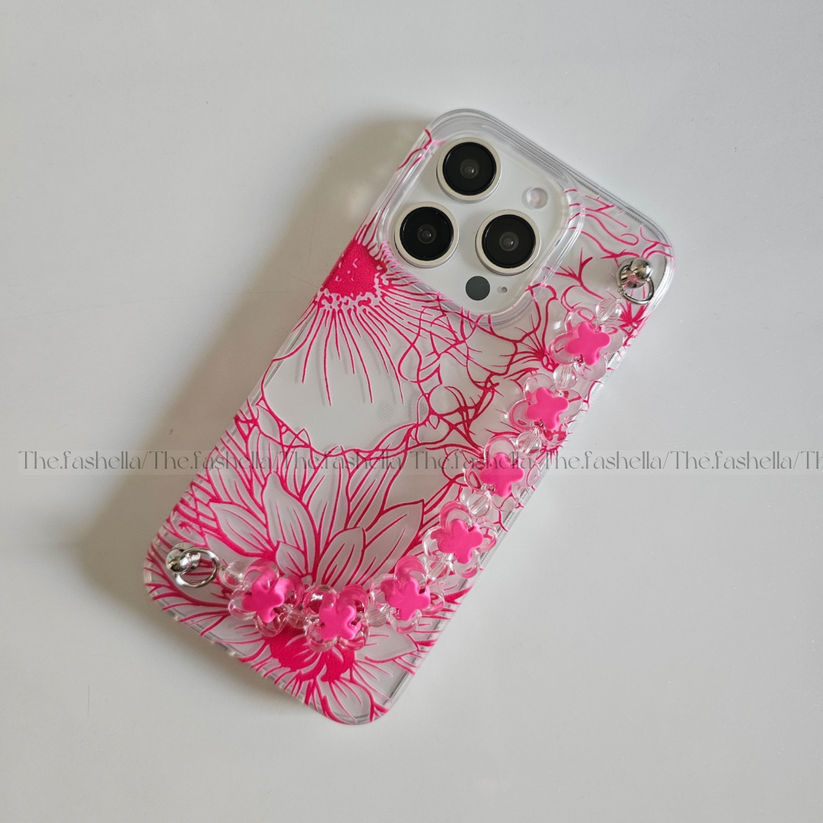 Aesthetic hot pink chain butterfly chain phone case – THE FASHELLA