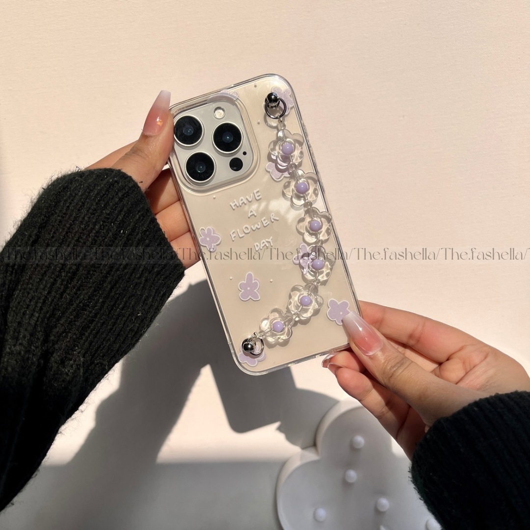 Aesthetic Lavender Floral Chain Phone Case – THE FASHELLA