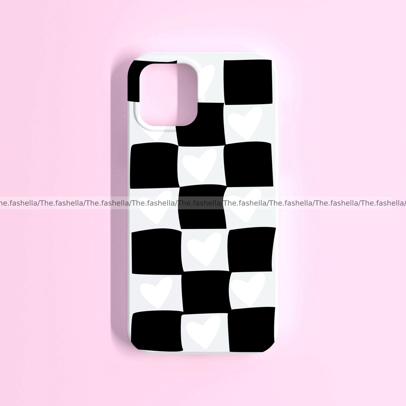 Aesthetic checks & heart black case – My Store
